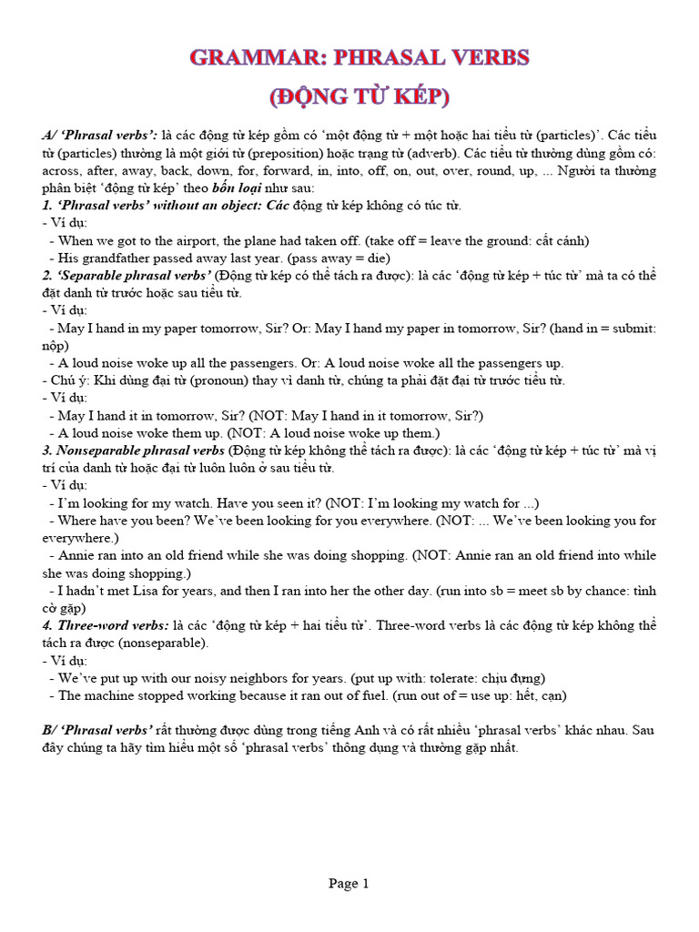 List of Phrasal Verbs | PDF | Semantic Units | Linguistic Typology