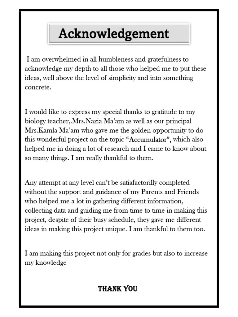 Acknowledgement: Thank You | PDF