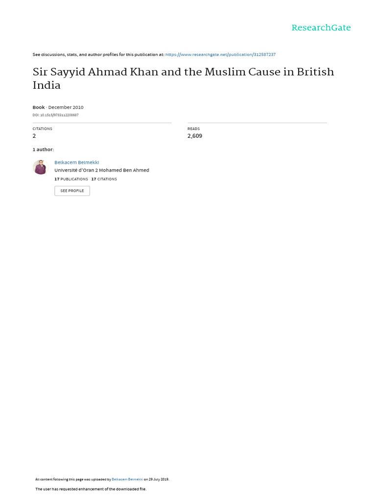 Book On Sir Syed | PDF | Indian Rebellion Of 1857 | East India Company
