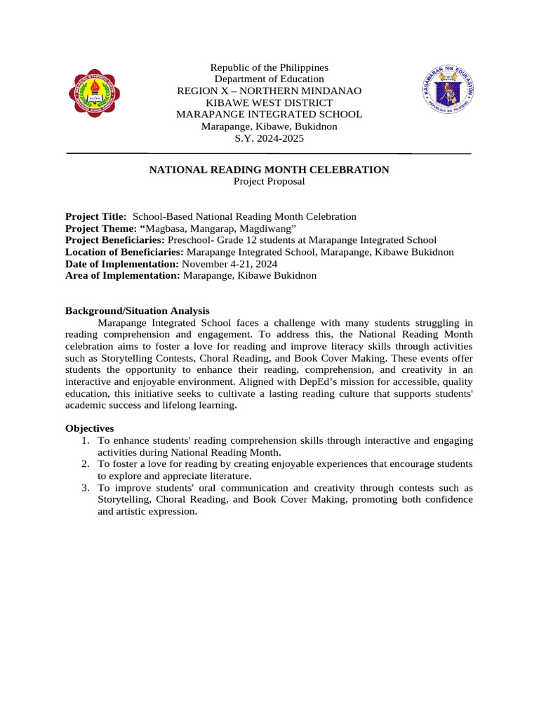 English Culmination Activities | PDF | Creativity | Preschool