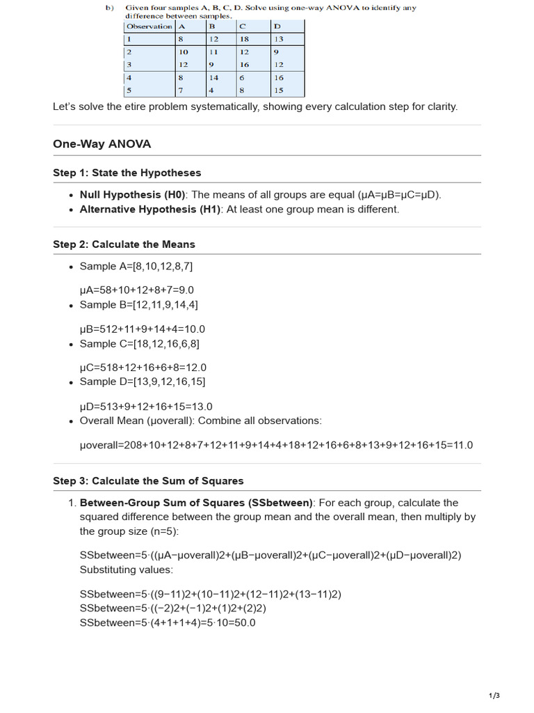 One Way Anova | PDF | P Value | Statistics
