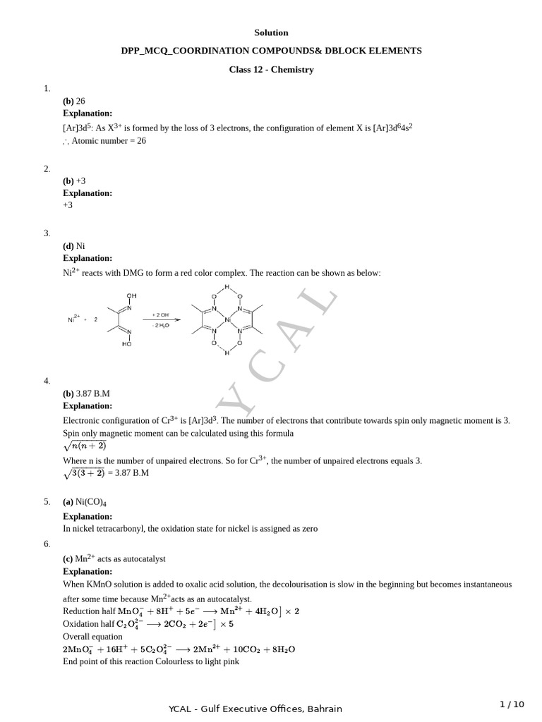 solution-1753266 | PDF | Coordination Complex | Ion