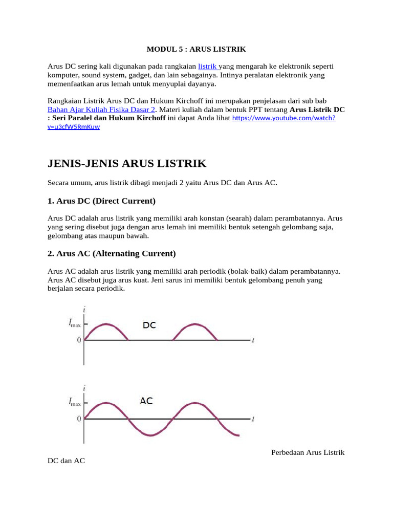 Modul 5_ Arus Listrik | PDF