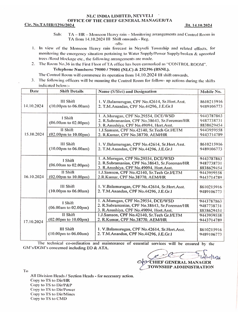 Monsoon Control Room Arrangement | PDF