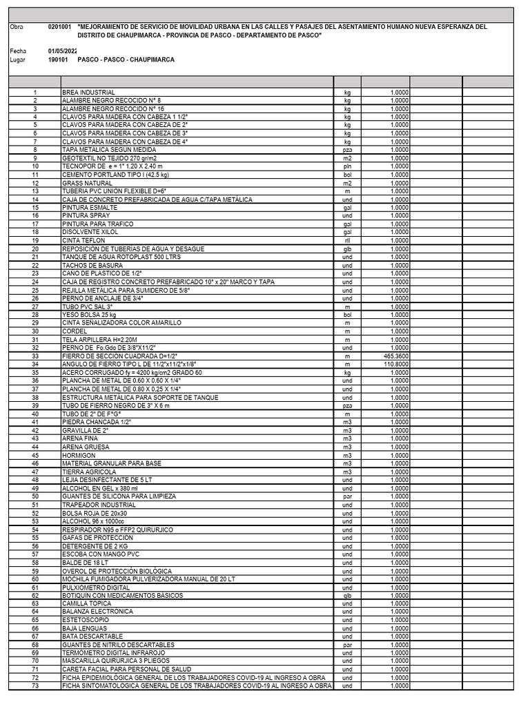 Materiales para Cotizar | PDF | Materiales de construcción | Materiales