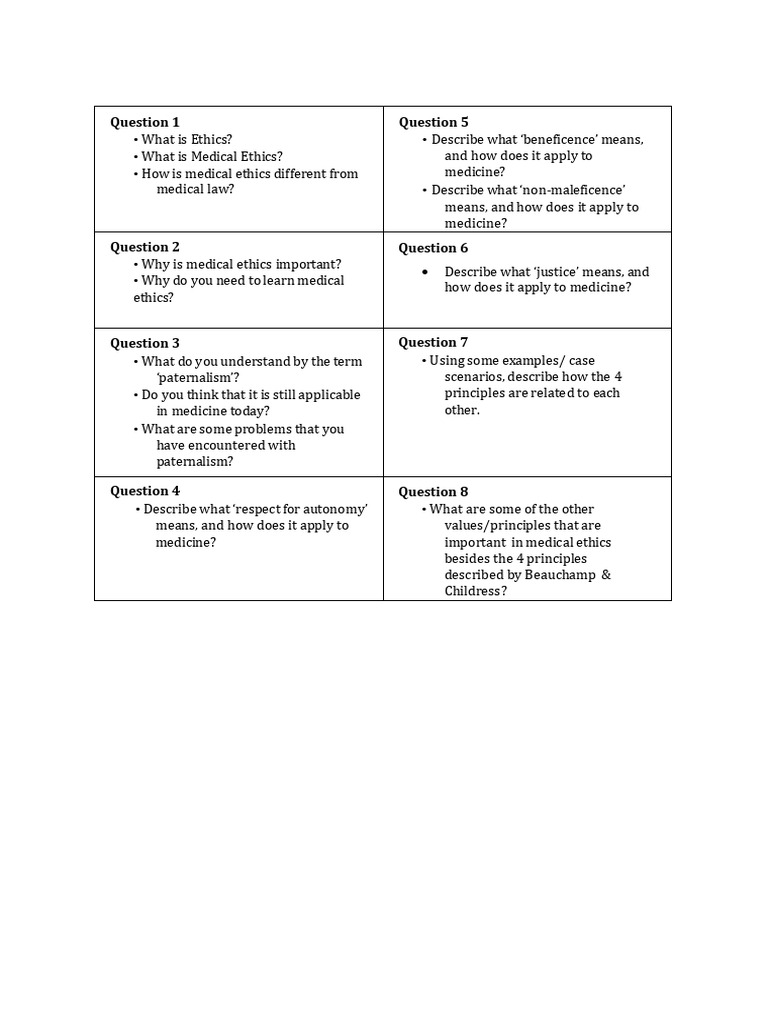 Year 3 Tutorial 1 - Principles of Medical Ethics Scenario | PDF