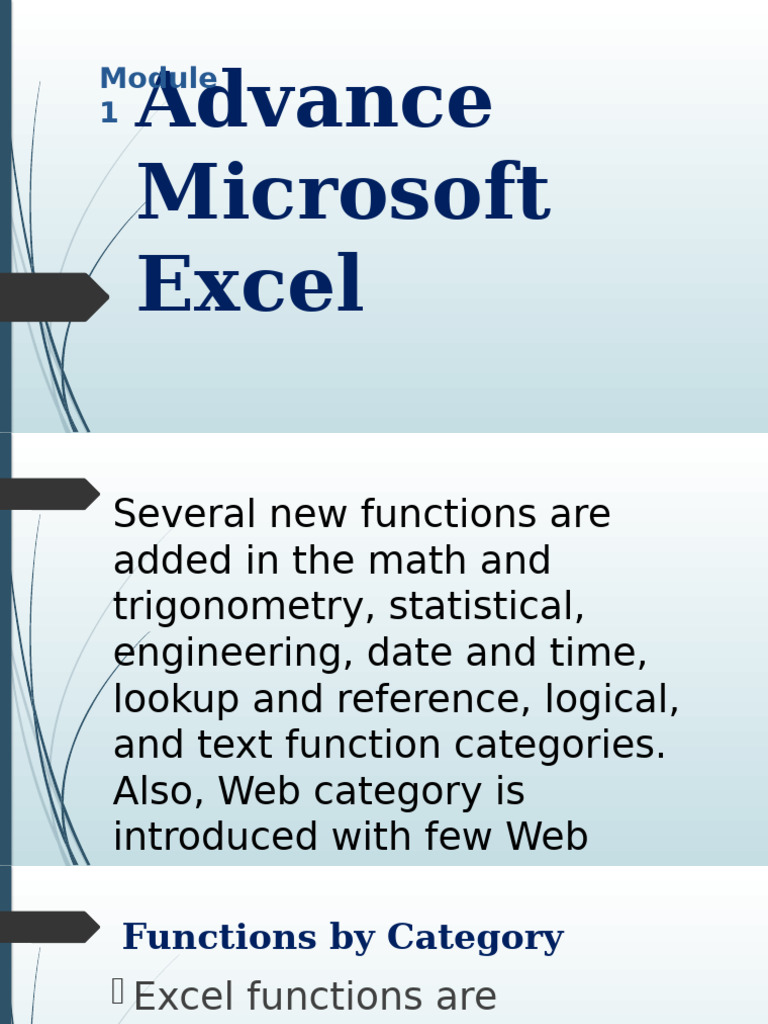 Advance Microsoft Excel Pdf Trigonometric Functions Computer Programming