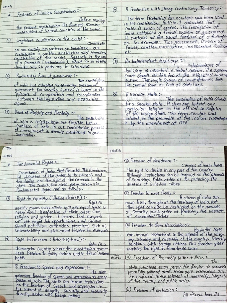 Indian Constitution Notes | PDF