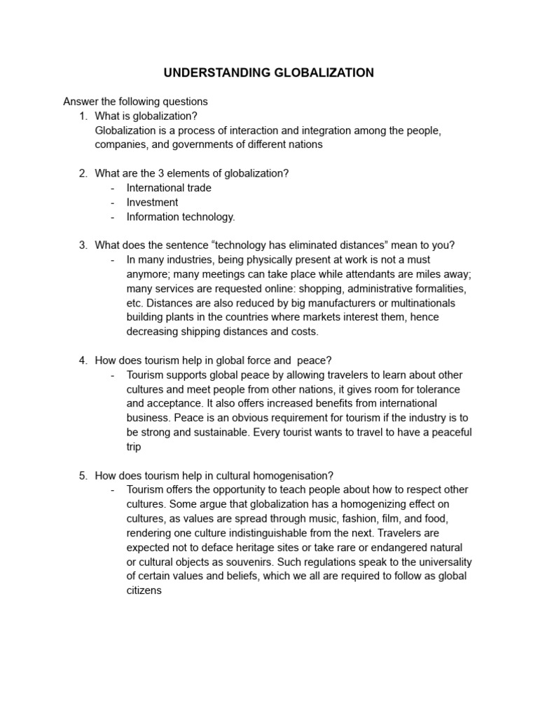 Understanding Globalization | PDF | Tourism | Globalization