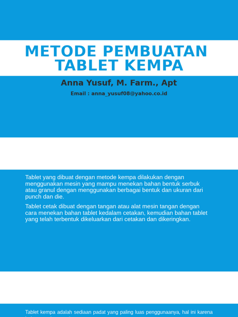 Metode Pembuatan Tablet | PDF