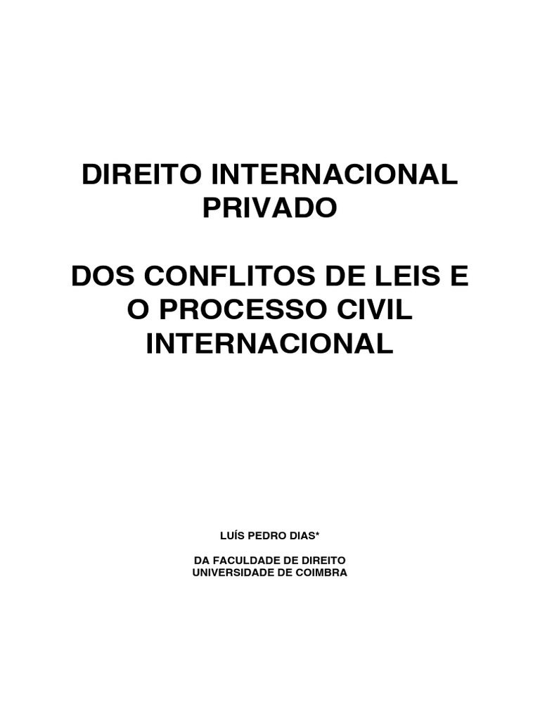 Direito Internacional Privado Dos Conflitos de Leis E O Processo Civil Internacional | PDF ...