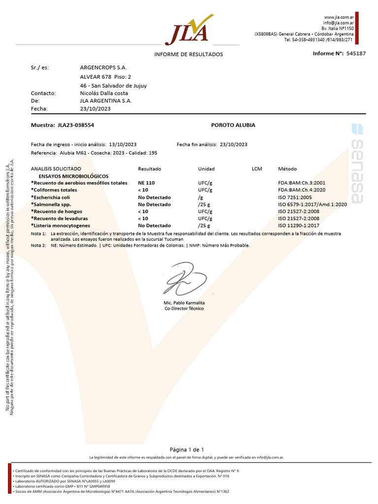 Microbiologicos Alubia M61 | PDF
