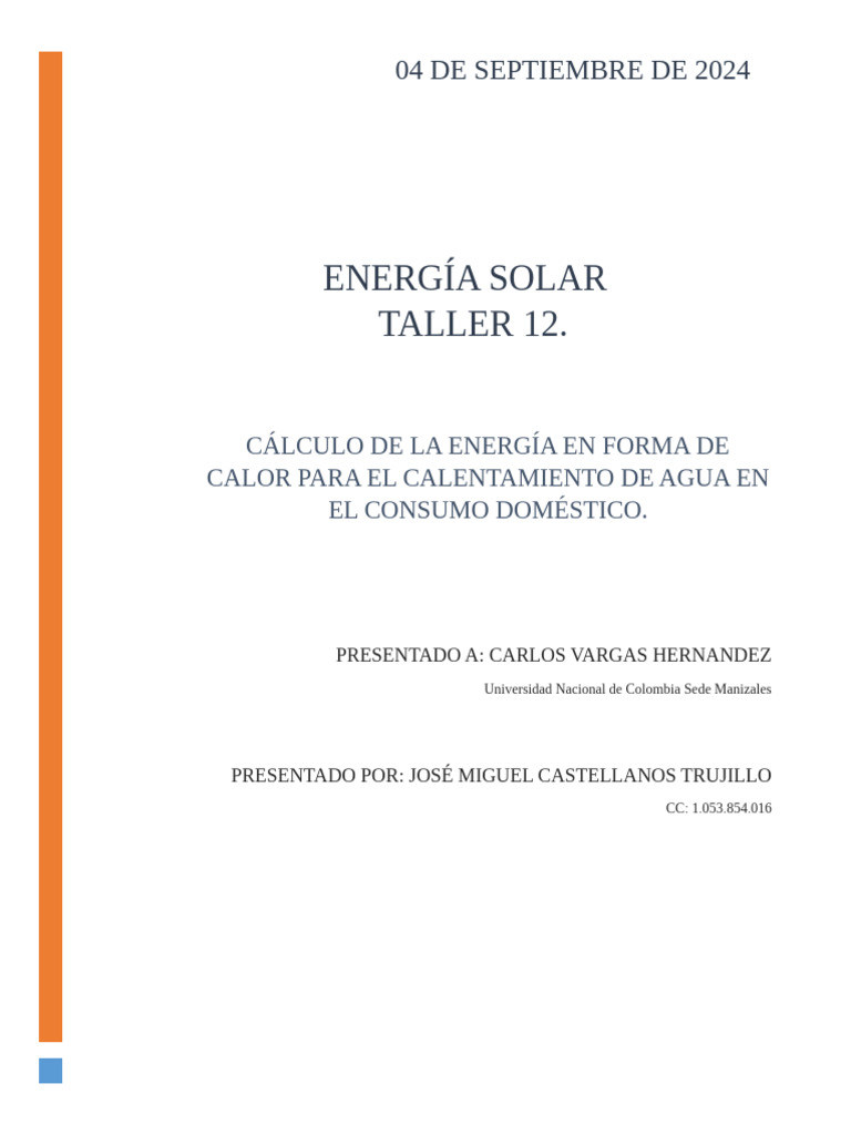 Cálculo Energético para Calentar Agua | PDF | Uso eficiente de energía | Agua