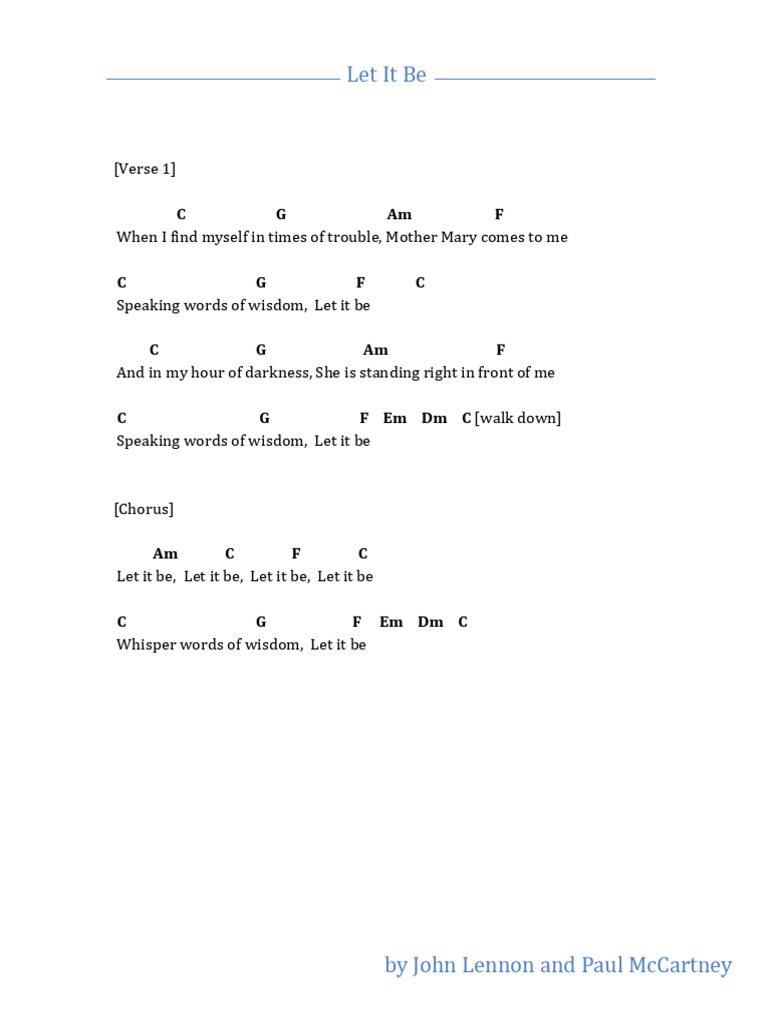 LTP - Let It Be Chord Sheet | PDF | British Rock Songs | Songs Written