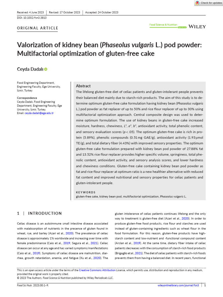 Food Science Nutrition - 2023 - Dadalı - Valorization of Kidney Bean ...