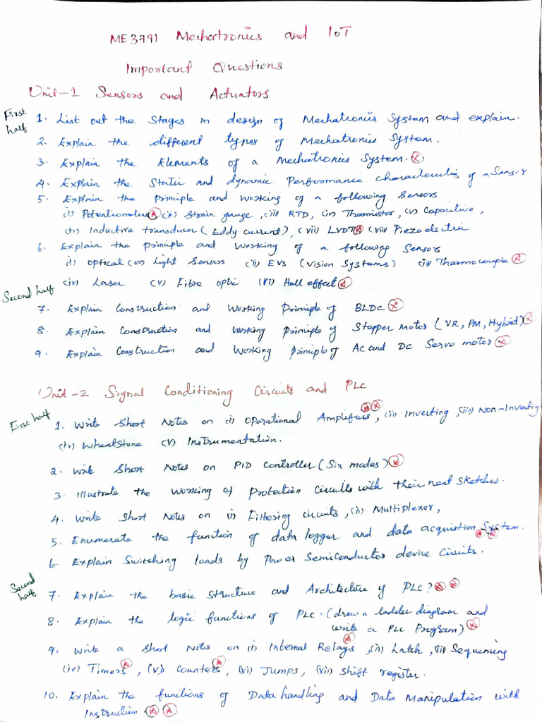 ME3791 Mechatronics and IoT Important Questions | PDF | Arduino