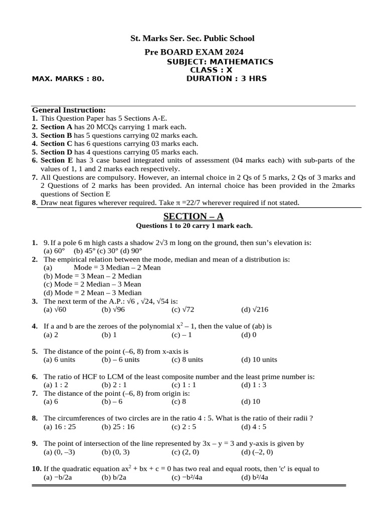 10th Maths Set 3 | PDF | Area | Elementary Geometry