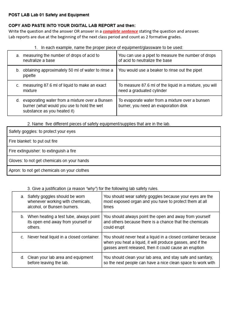 Lab Safety and Equipment | PDF