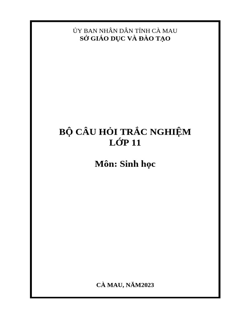 Trac Nghiem Sinh Hoc 11 | PDF