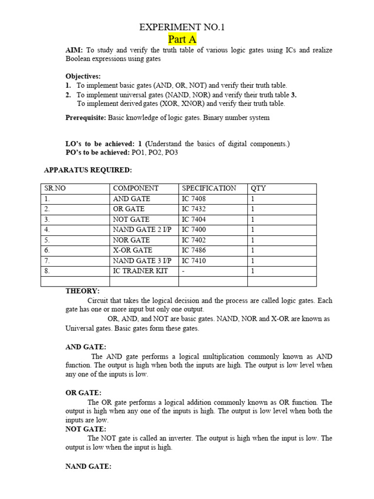 C59_Exp1 | PDF | Logic Gate | Electronic Engineering
