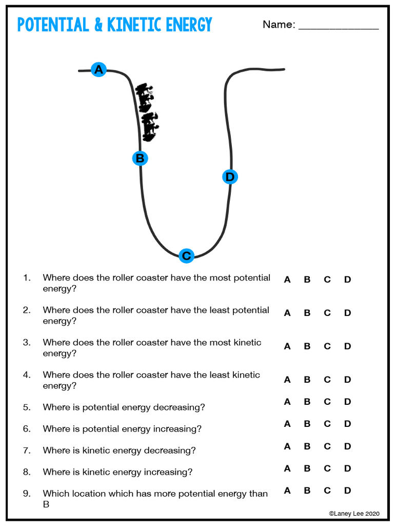 Kinetic and Potential Energy Practice | PDF | Potential Energy ...