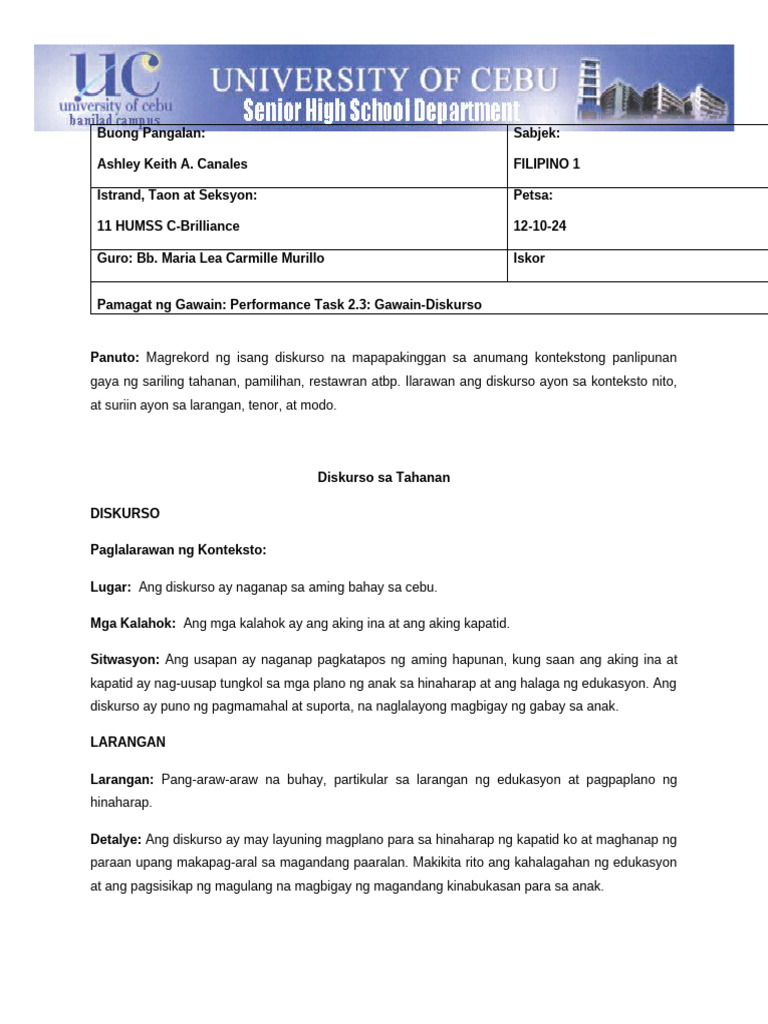 Diskurso Filipino | PDF