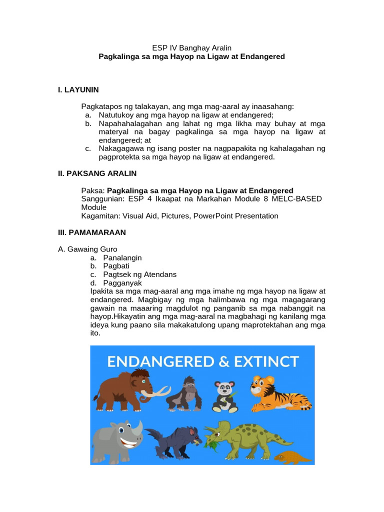 Pagkalinga Sa Mga Hayop Na Ligaw at Endangered | PDF