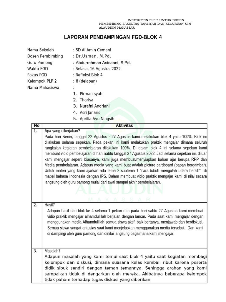 Jurnal Refleksi Blok 4 | PDF