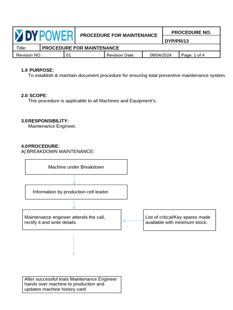 13.Procedure for maintenance | PDF | Systems Engineering