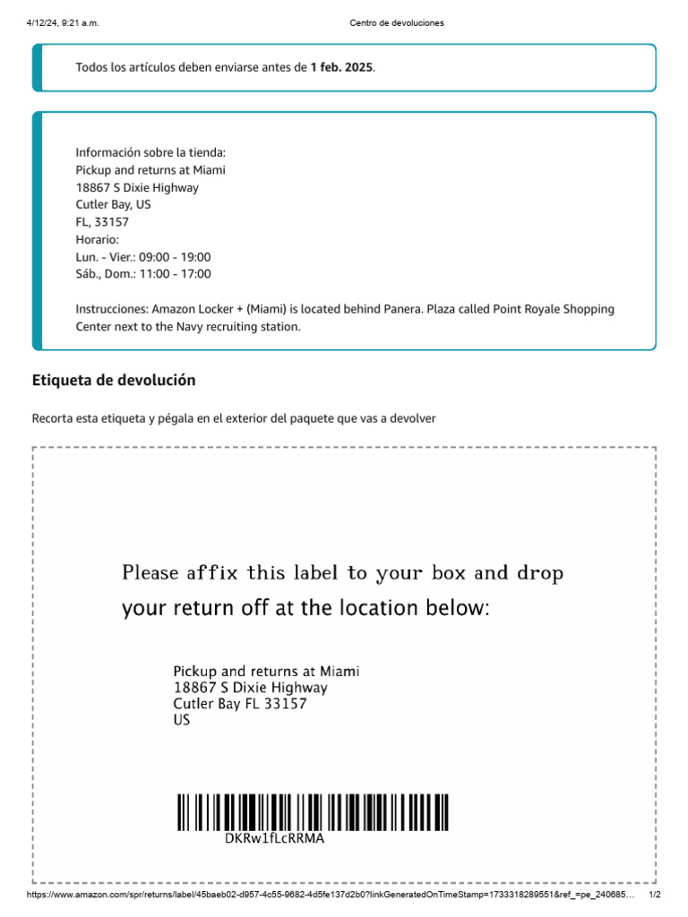 Centro de Devoluciones | PDF