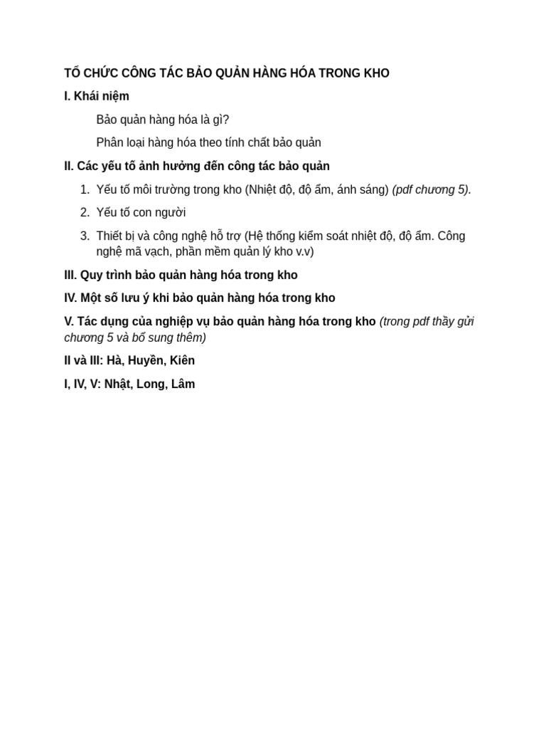 T CH C Công Tác B o Qu N Hàng Hóa Trong Kho | PDF