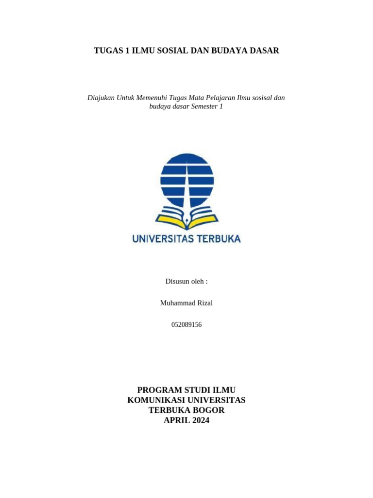 Tugas 1 Ilmu Sosial Dan Budaya Dasar Semester 1 | PDF