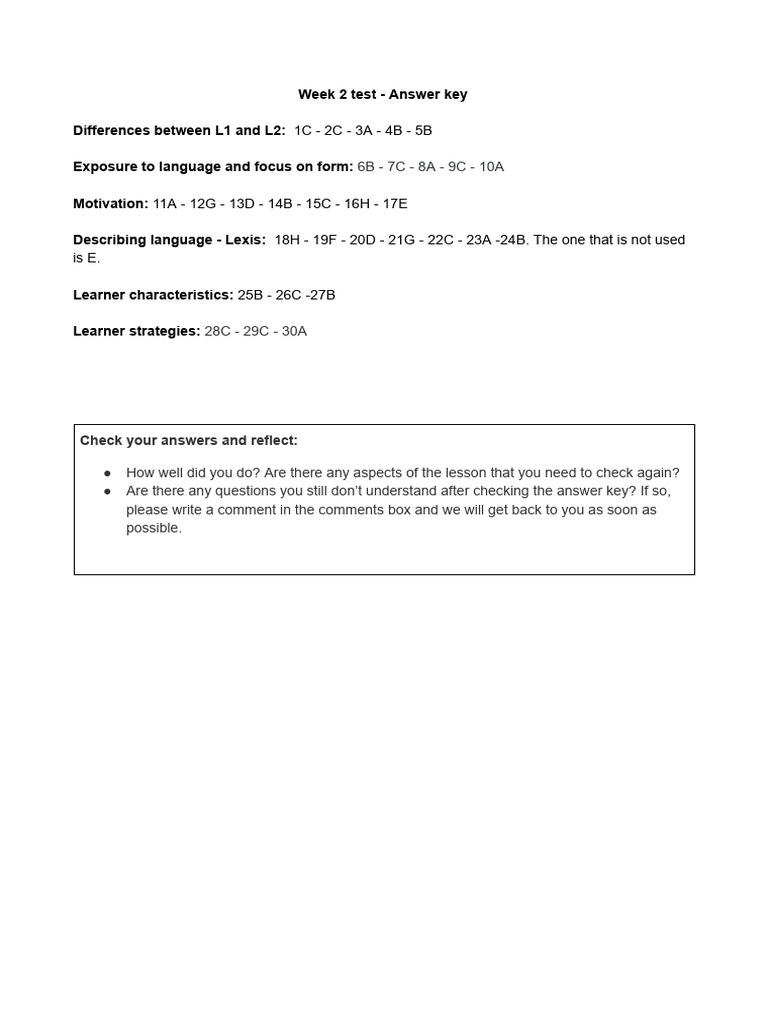 Week 2 Test Oct20 Answer Key | PDF