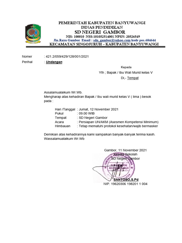 Undangan Wali Murid PPDB 2020 | PDF