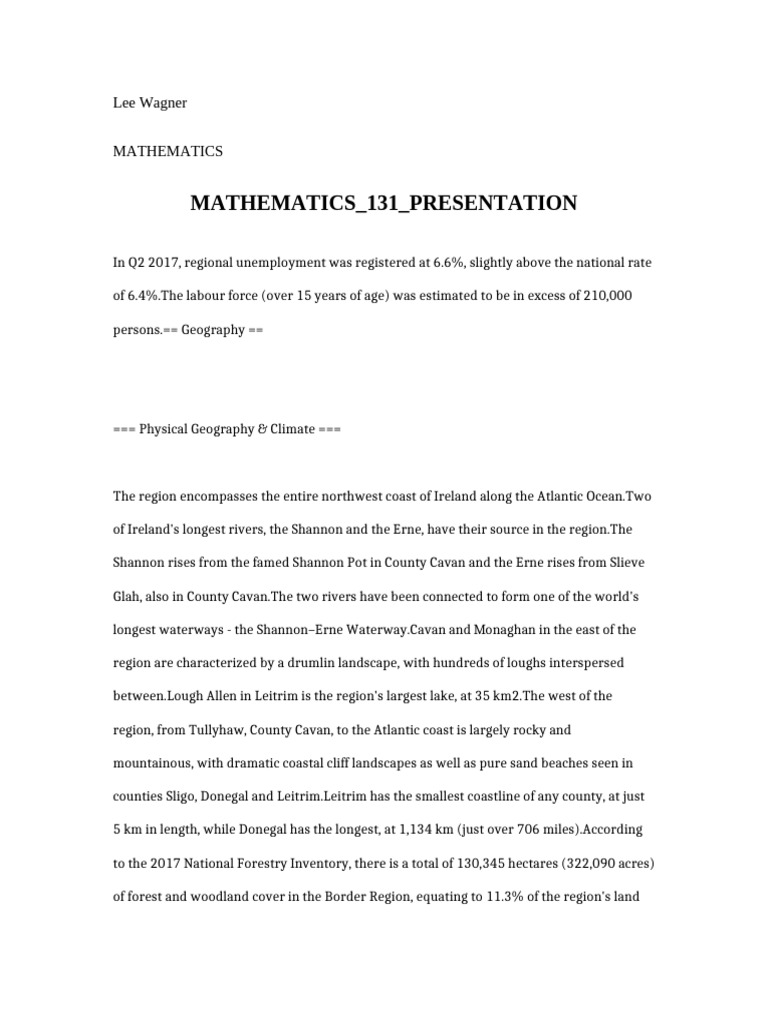 Mathematics 131 Presentation | PDF | Physical Geography | Earth Sciences