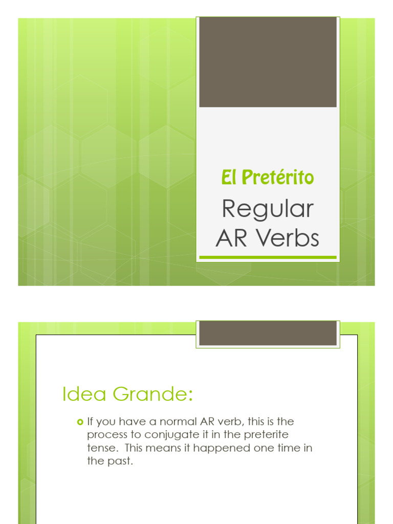 Regular AR Preterite Notes | PDF