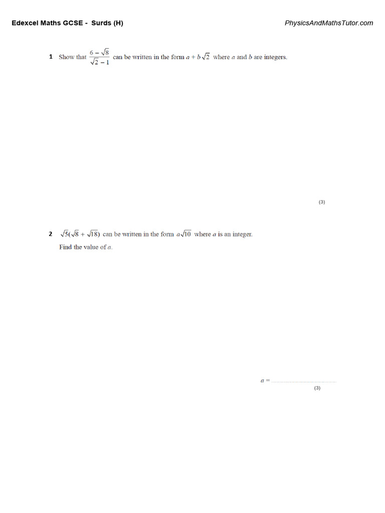 Surds (H) QP | PDF