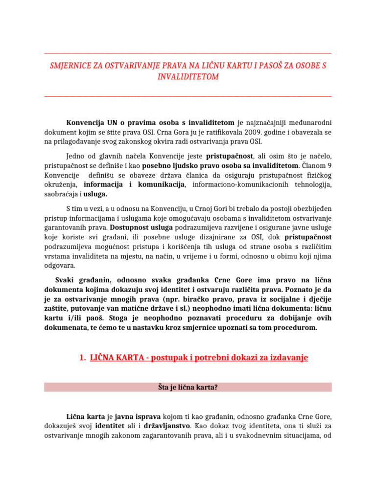 Smjernice Za Ostvarivanje Prava Na Liäonu Kartu I Pasoa Za Osi | PDF