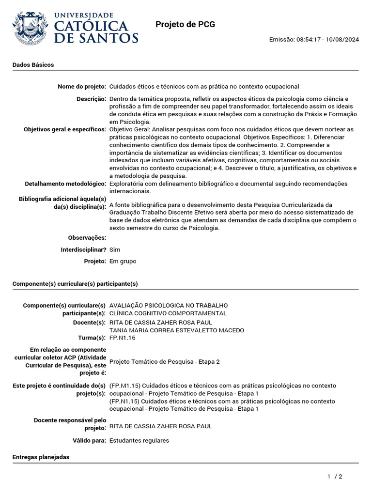1-Projeto_PCG_2024_FP_N1_16 | PDF | Psicologia | Science