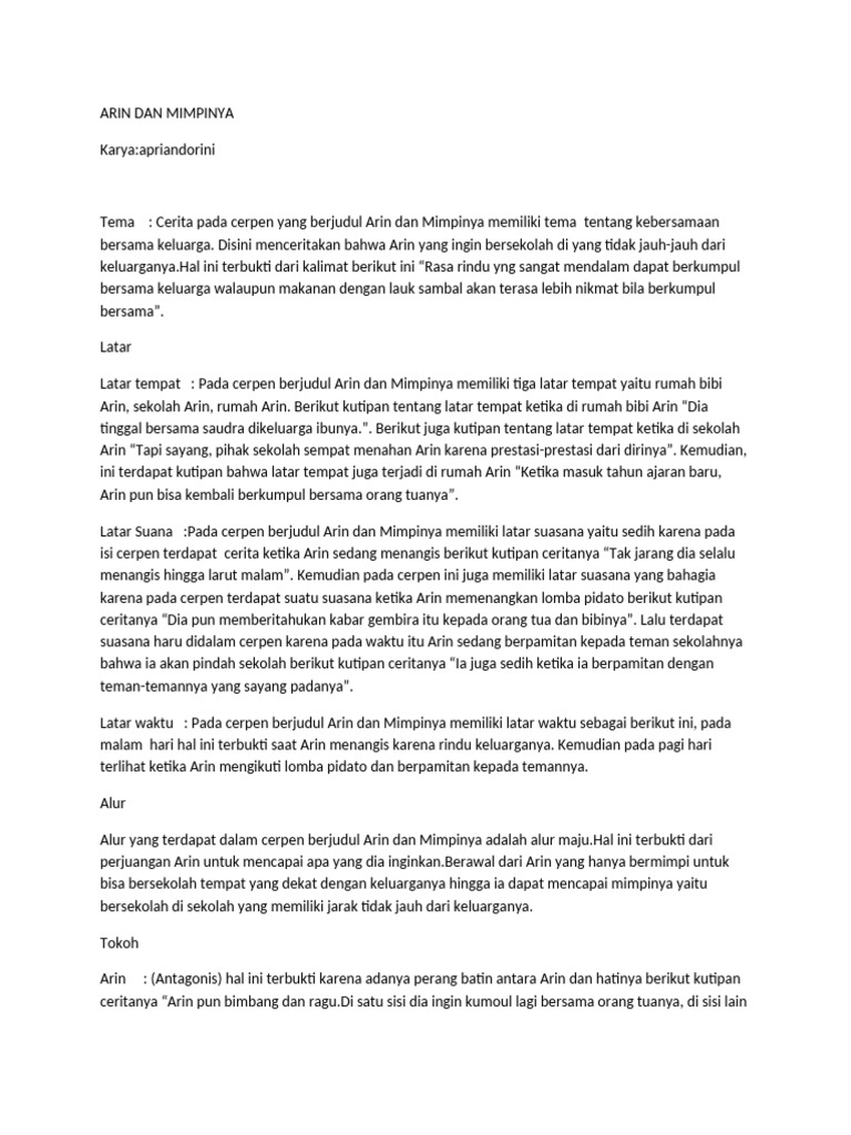 Arin Dan Mimpinya | PDF