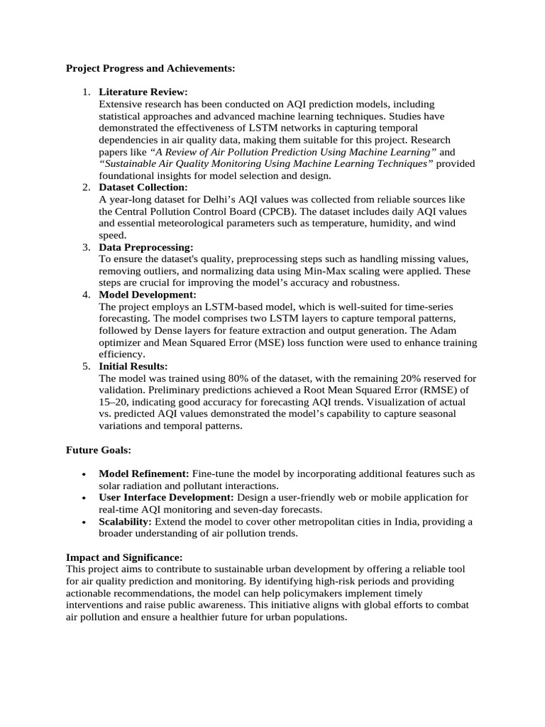 Project Progress and Achievements | PDF | Mean Squared Error | Forecasting