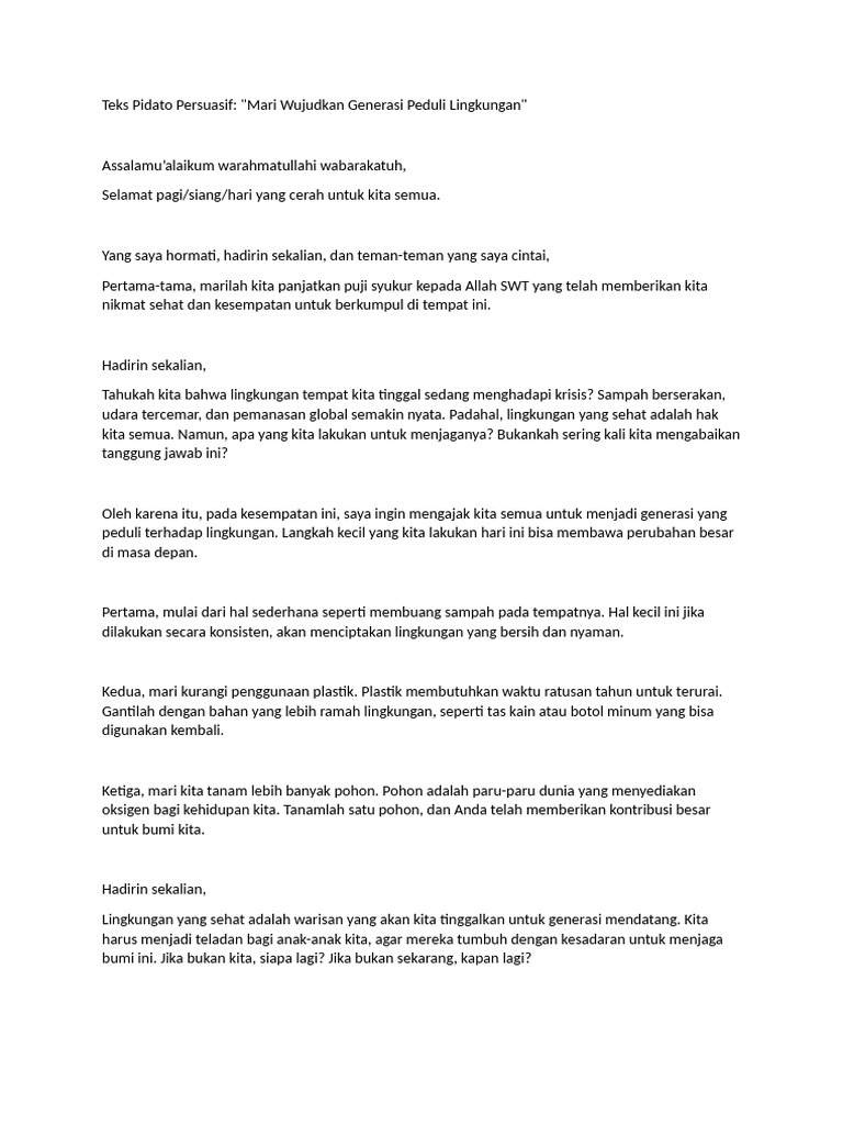 Teks Pidato Persuasif | PDF