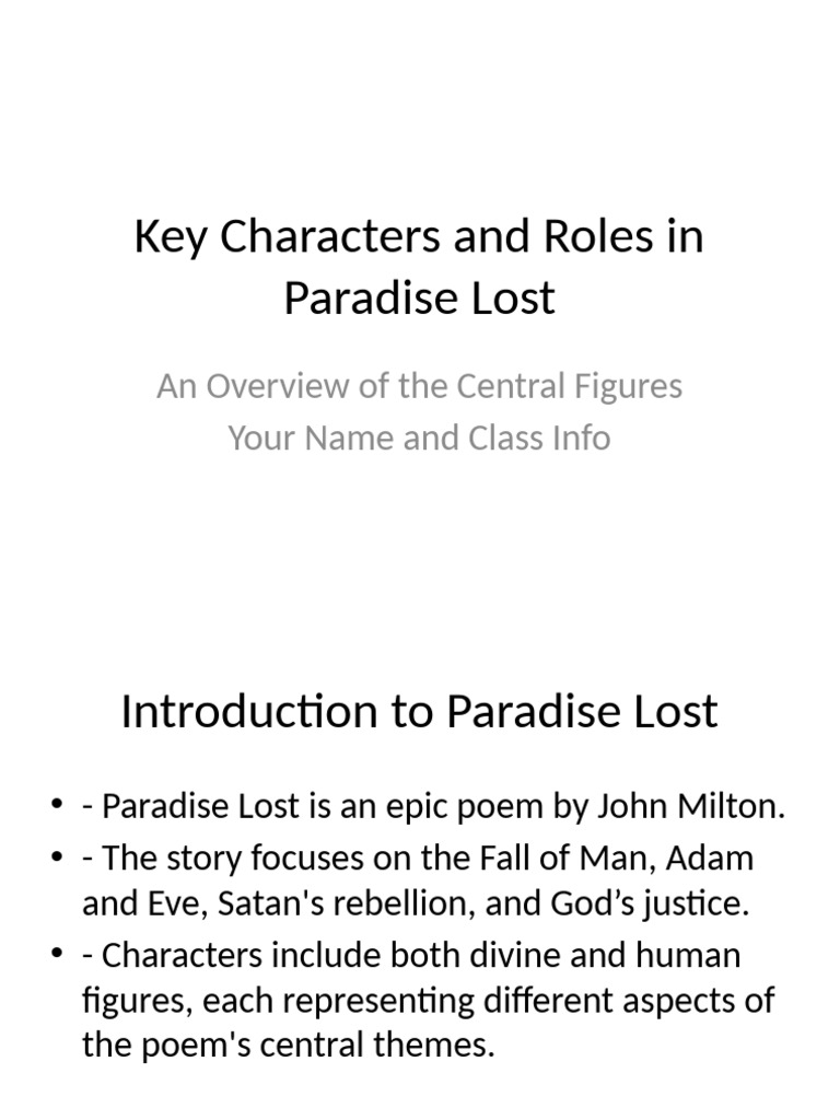 Paradise Lost Characters | PDF | Paradise Lost | Adam