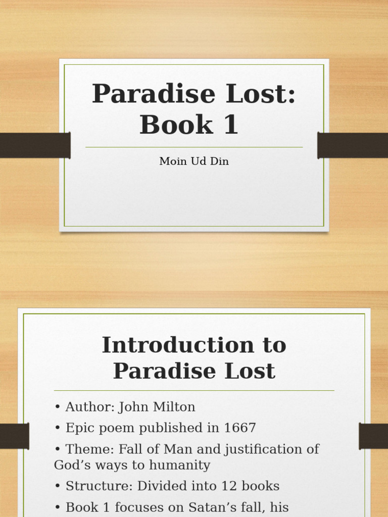 Overview of Paradise Lost Book 1 | PDF | Paradise Lost | Satan