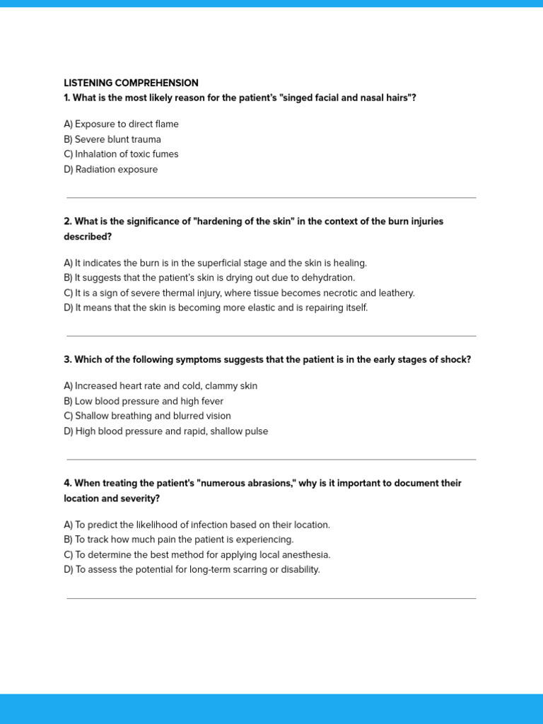Paramedics Fire case_answer sheet (1) | PDF | Burn | Respiratory Tract