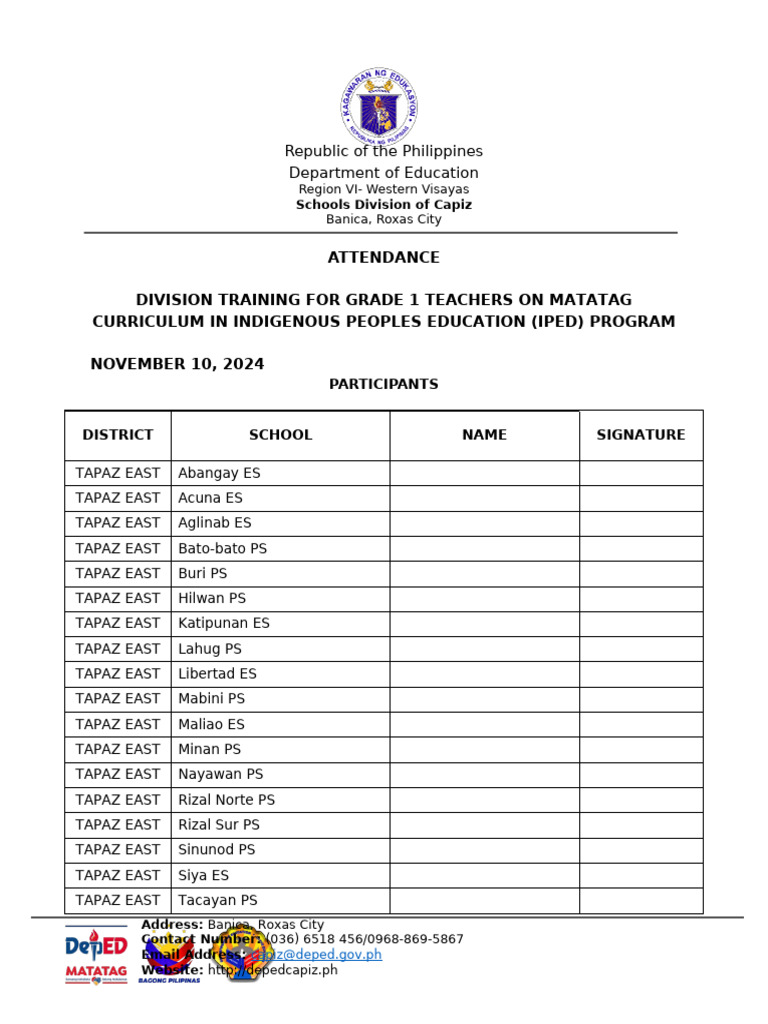 attendance sheet | PDF | Philippines
