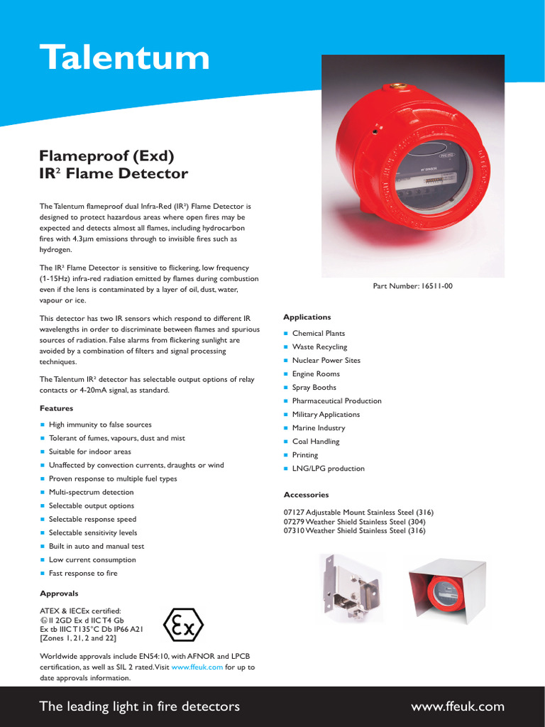 Talentum Flameproof IR² Flame Detector | PDF | Infrared