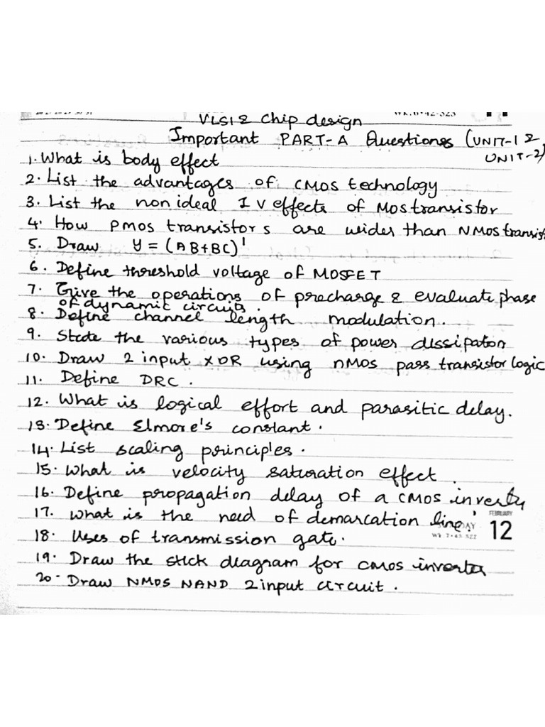 VLSI Unit 1 and 2 Important Questions | PDF