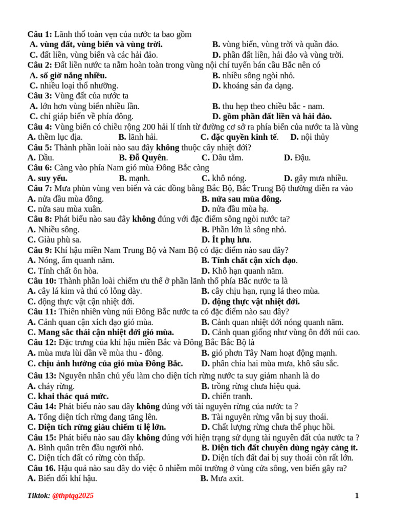 ĐỊA GK1 (A) | PDF