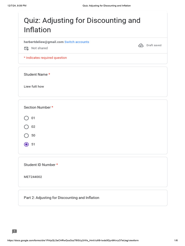 Discounting and Inflation Quiz Guide | PDF | Present Value | Discounting